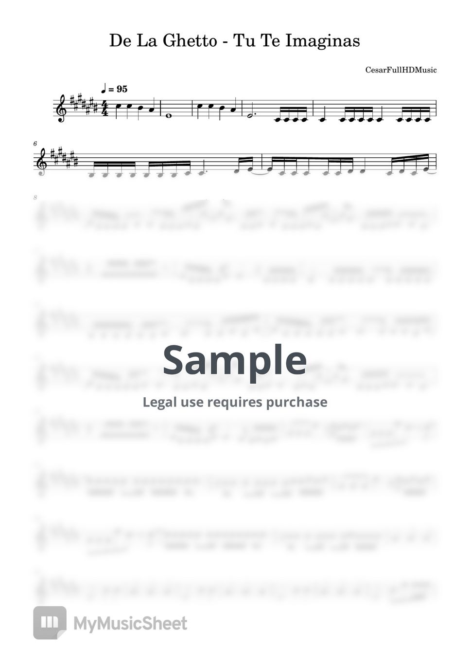 De La Ghetto - Tu Te Imaginas 악보