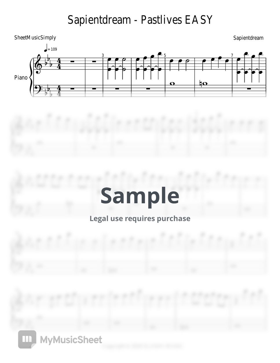 Sapientdreamas - Pastlives Sheets by SheetMusicSimply