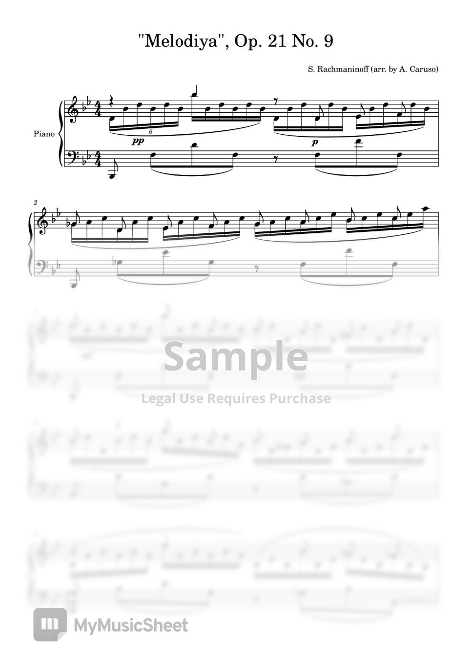 Sergej Rachmaninov - "Melodiya", Op. 21 No. 9 Hoja by Andrea Caruso