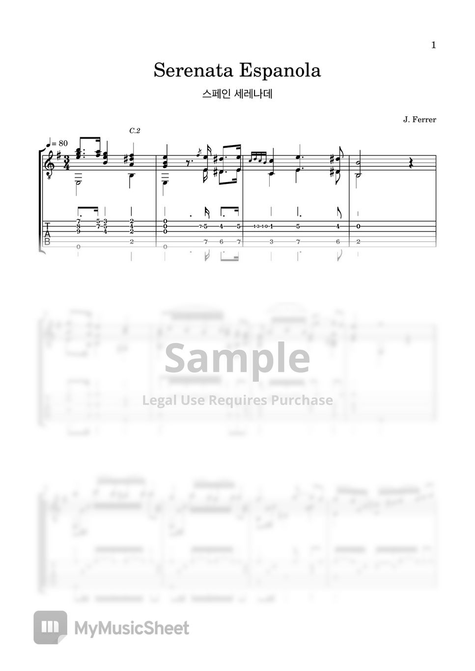 Jose Ferrer - Serenata Espagnola Tab + 1staff by LemonTree