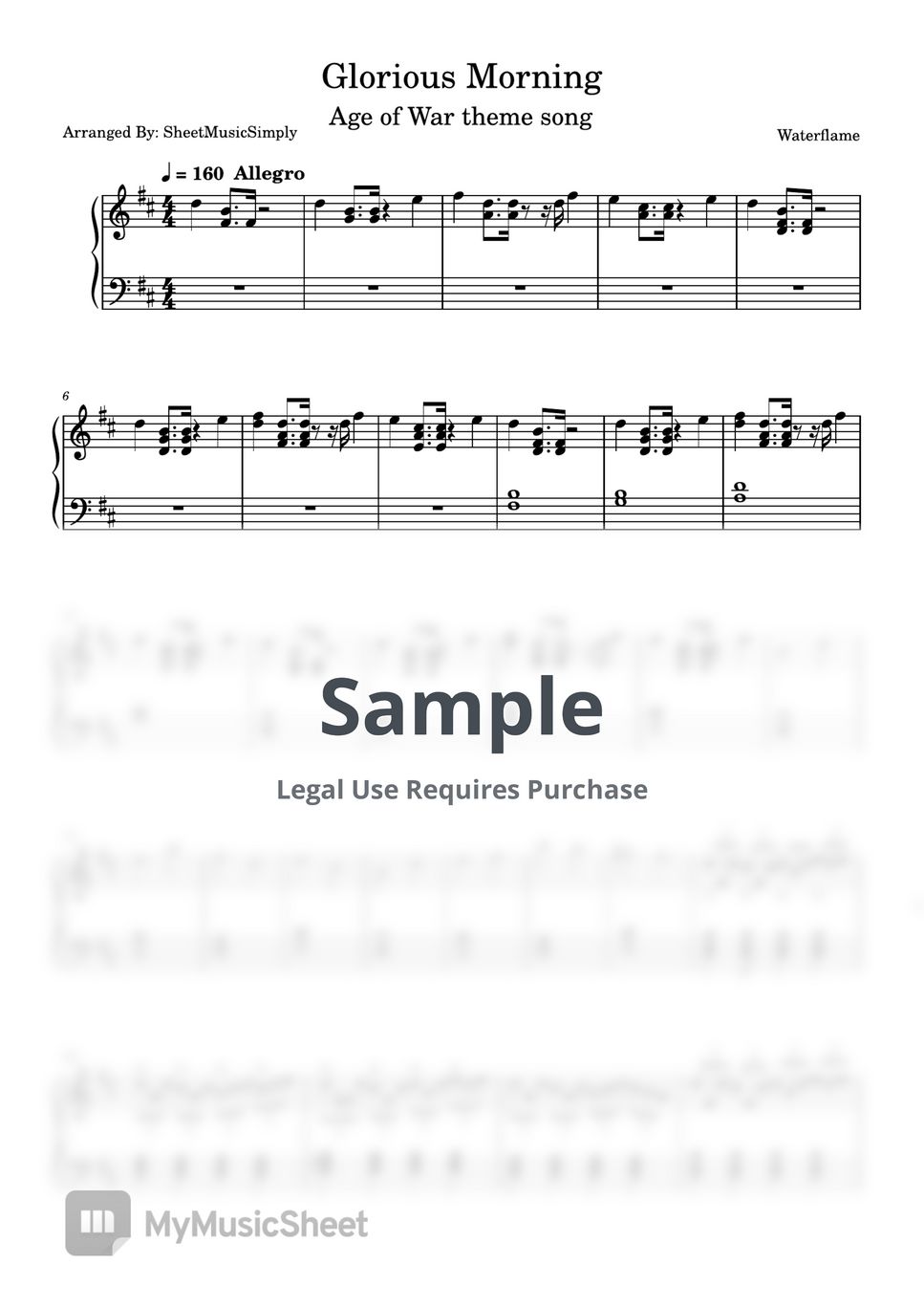 Waterflame - Glorious Morning Sheet Music by SheetMusicSimply