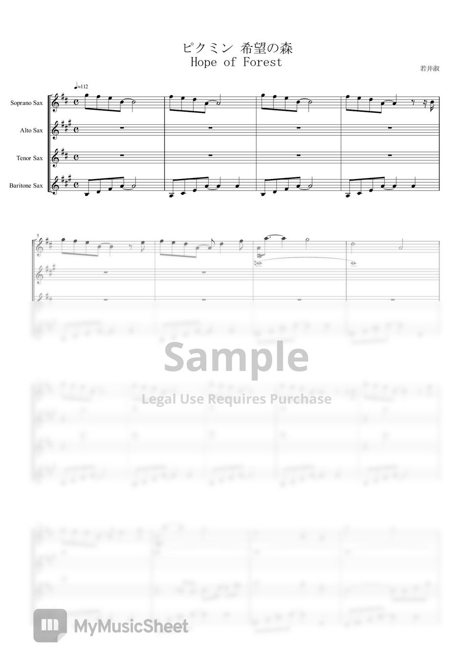 Pikmin - The Forest of Hope (Sax Quartet) 악보