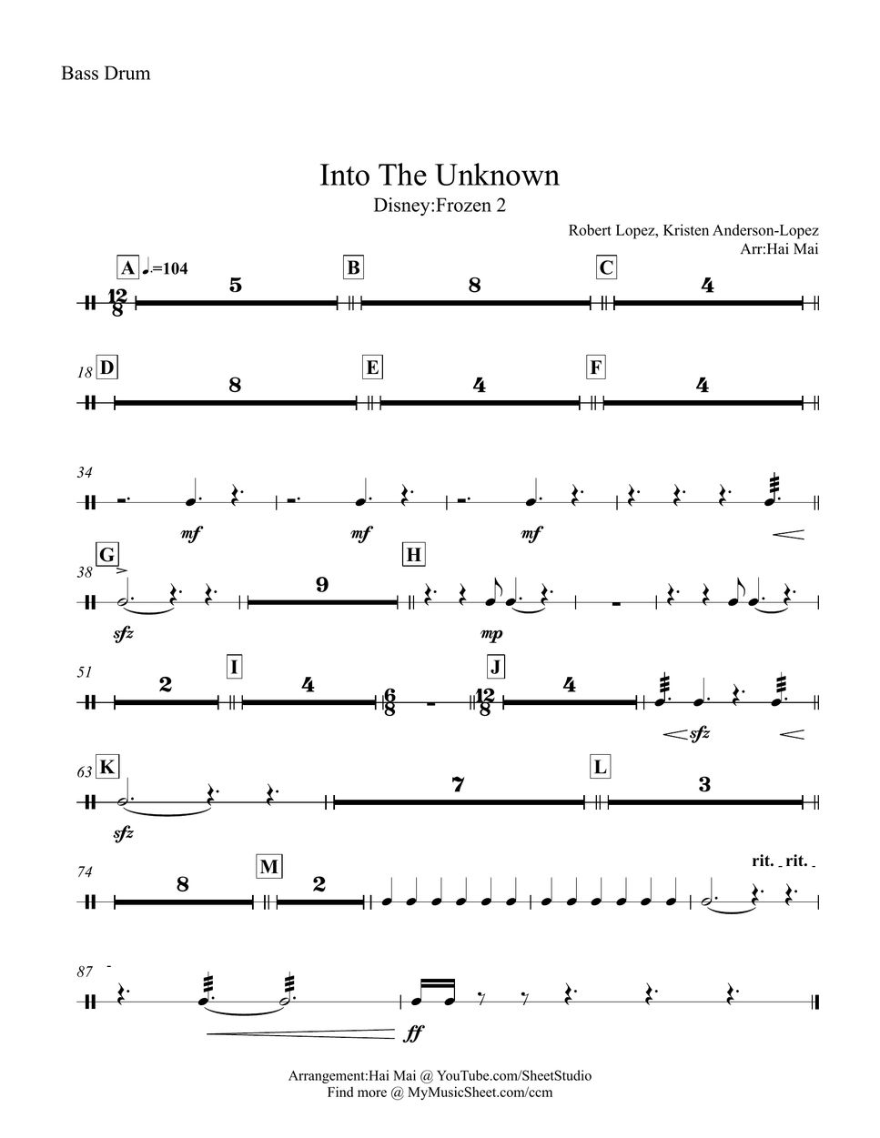 Kristen Anderson-Lopez, Robert Lopez - Into The Unknown(Disney:Frozen 2) for Violin solo and ...