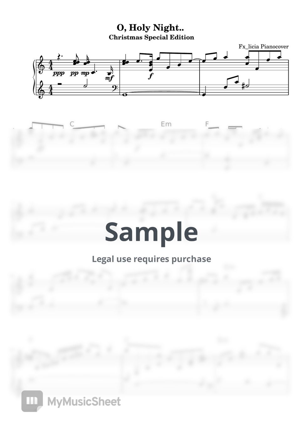 Mariah Carey - O, Holy Night 악보 by Fx_licia Pianocover