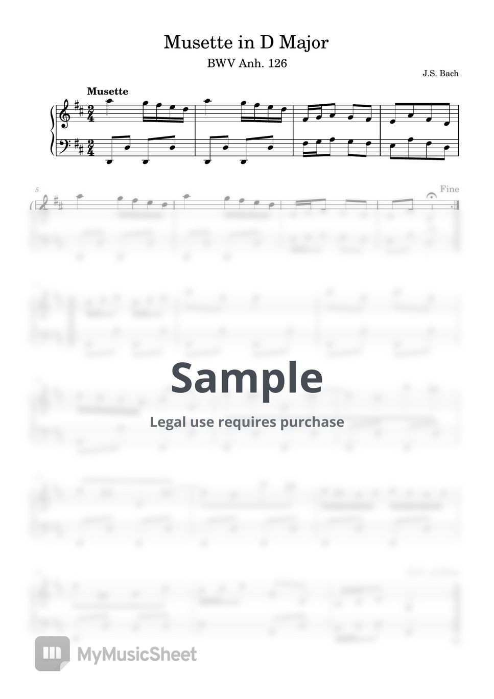 Johann Sebastian Bach - Musette in D Major - BWV Anh. 126 楽譜 by J.S. Bach