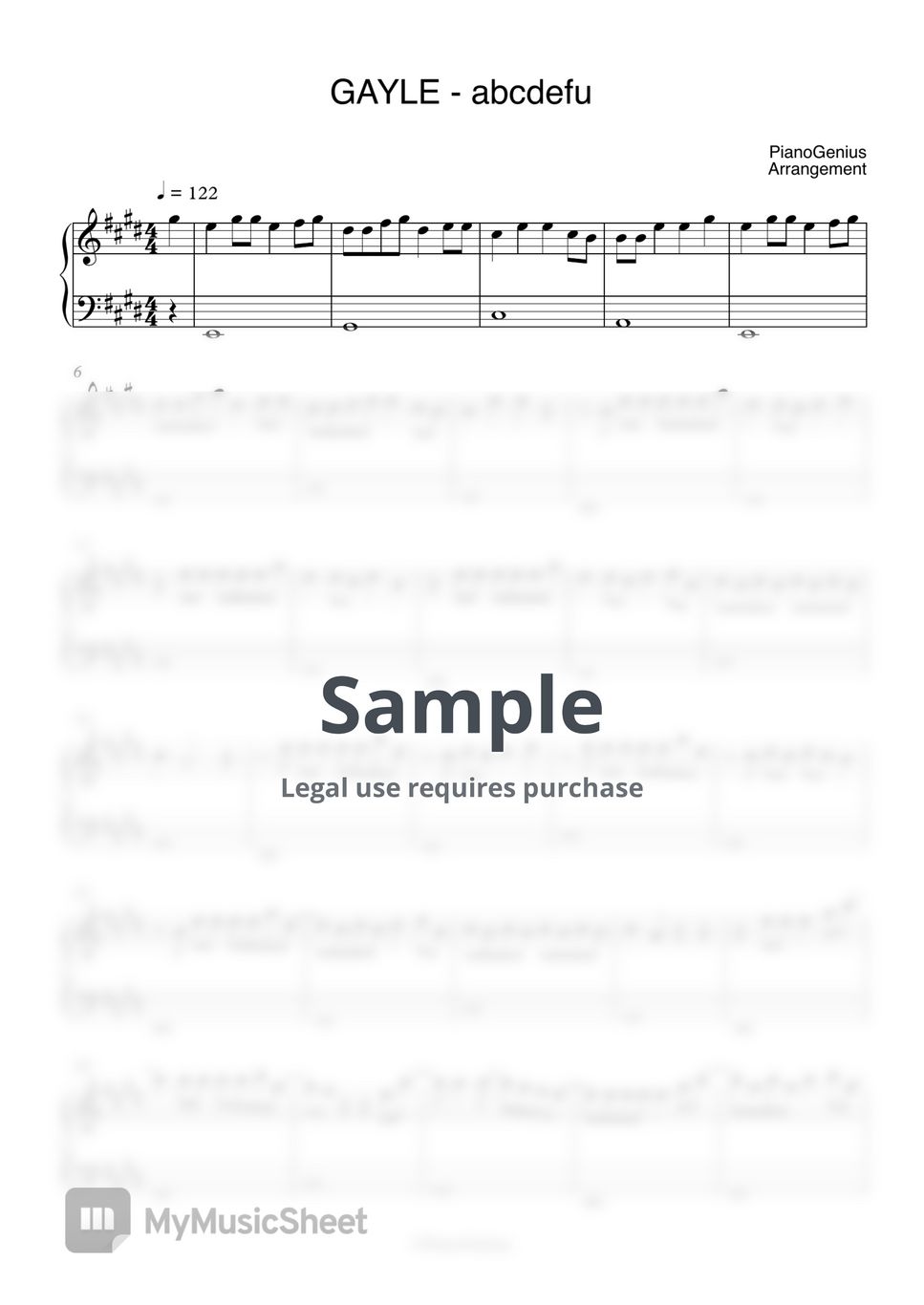 GAYLE - abcdefu (EASY) Sheets by PianoGenius