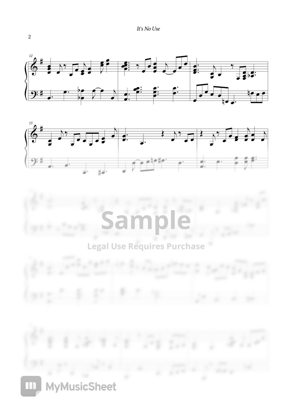 Tsutchie - It's No Use ('갱스터.' OST) Sheet Music by Cielle