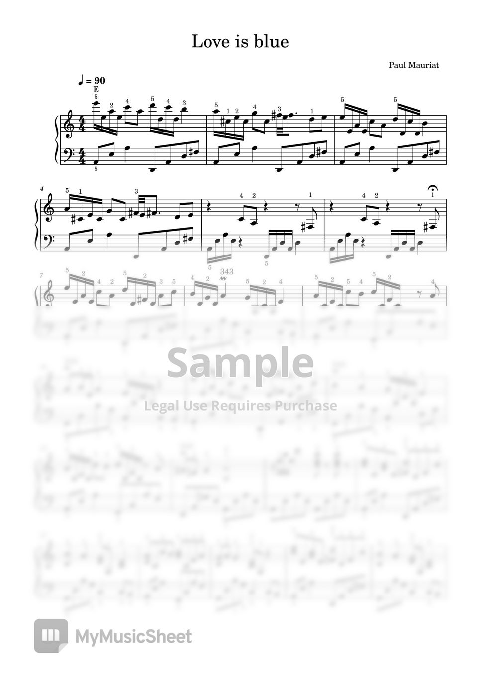 Paul Mauriat - L'amour est bleu ( Love is Blue ) (Solo Piano) Sheets by SangHeart Play