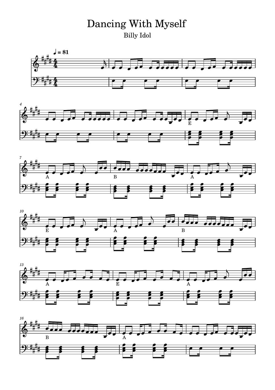 Billy Idol - Dancing With Myself 楽譜 by Will Adagio