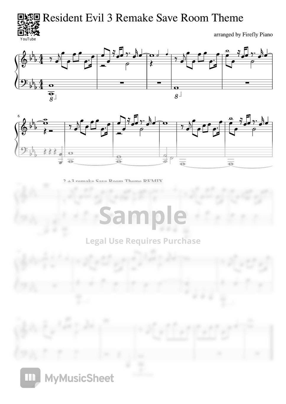 Masami Ueda & Saori Maeda - Resident Evil 3 Save Room Theme 악보 by ...