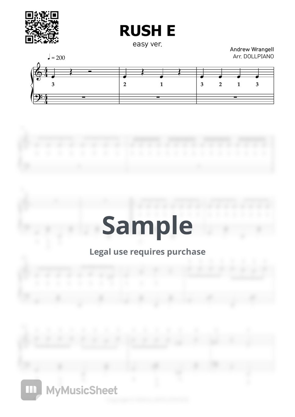 앤드류 울랭겔 - 러쉬 E (작은손 가능 쉬운 버전) Sheets by DOLLPIANO