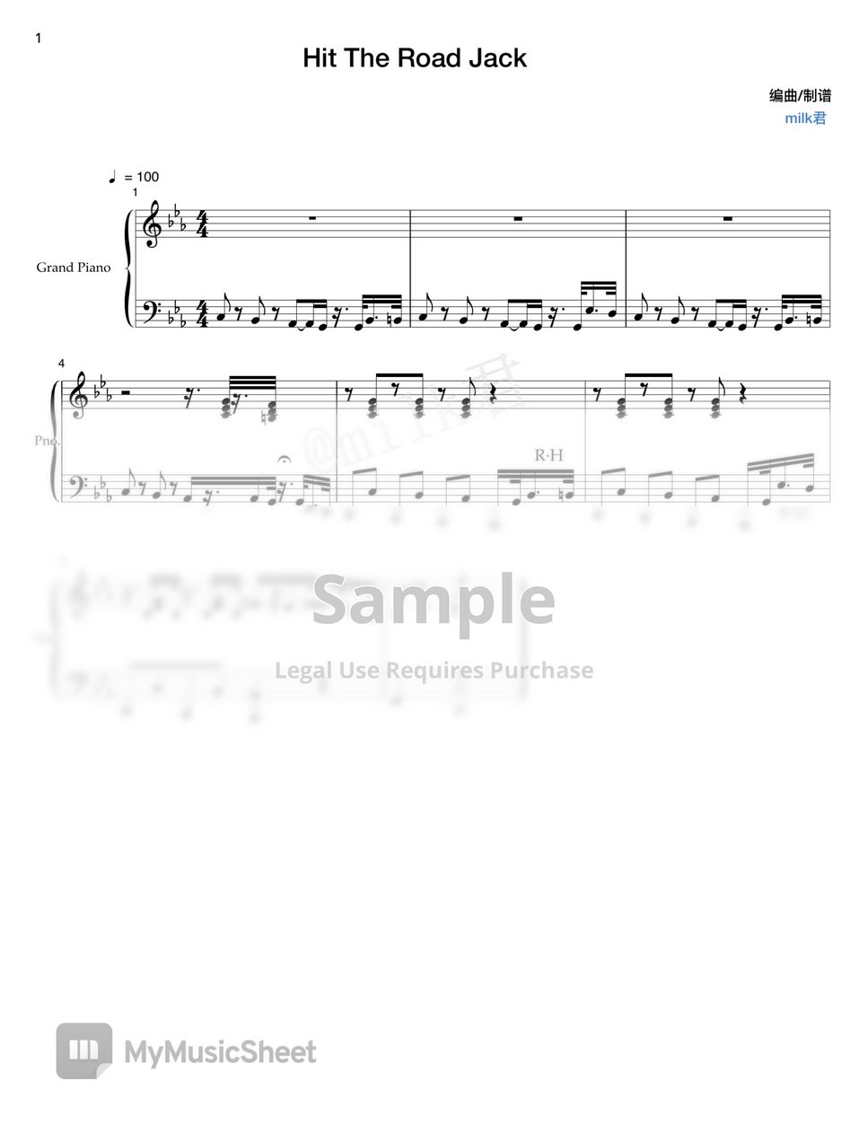 Ray Charles - Hit The Road Jack (片段) Sheets by milk君