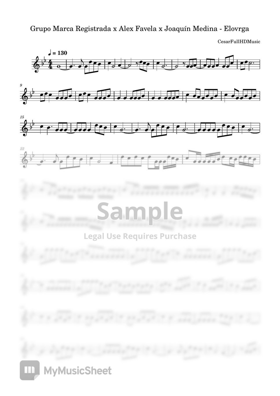 Grupo Marca Registrada x Alex Favela x Joaquín Medina - Elovrga Sheet Music