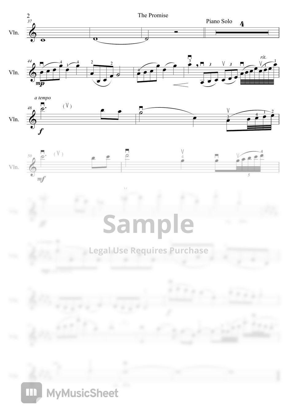 Masahi Hamauzu 浜渦 正志 - The Promise | Chikai (誓い) | Final Fantasy XIII (Violin) 악보 by Transcribed ...