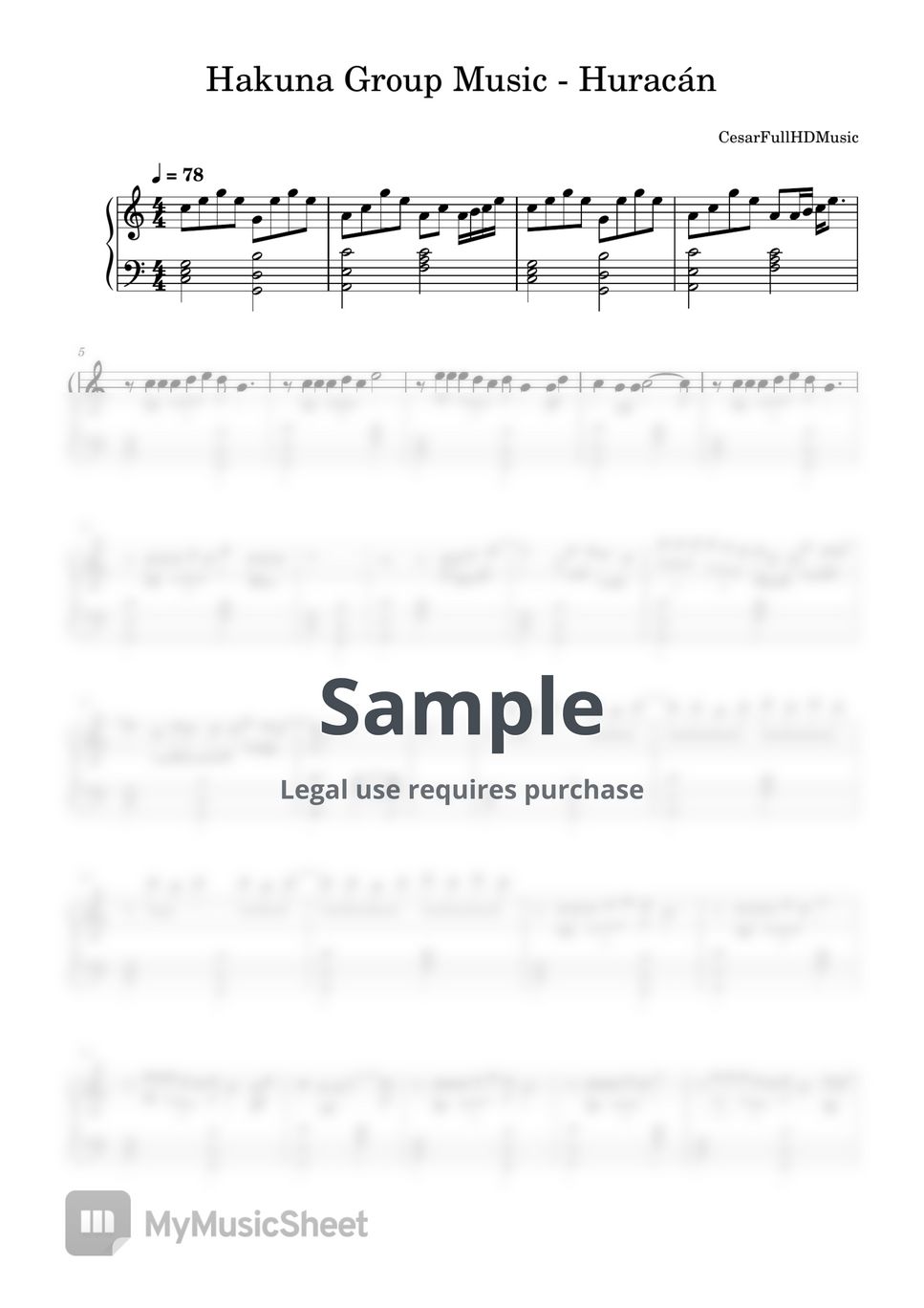 Hakuna Group Music - Huracán Sheet Music