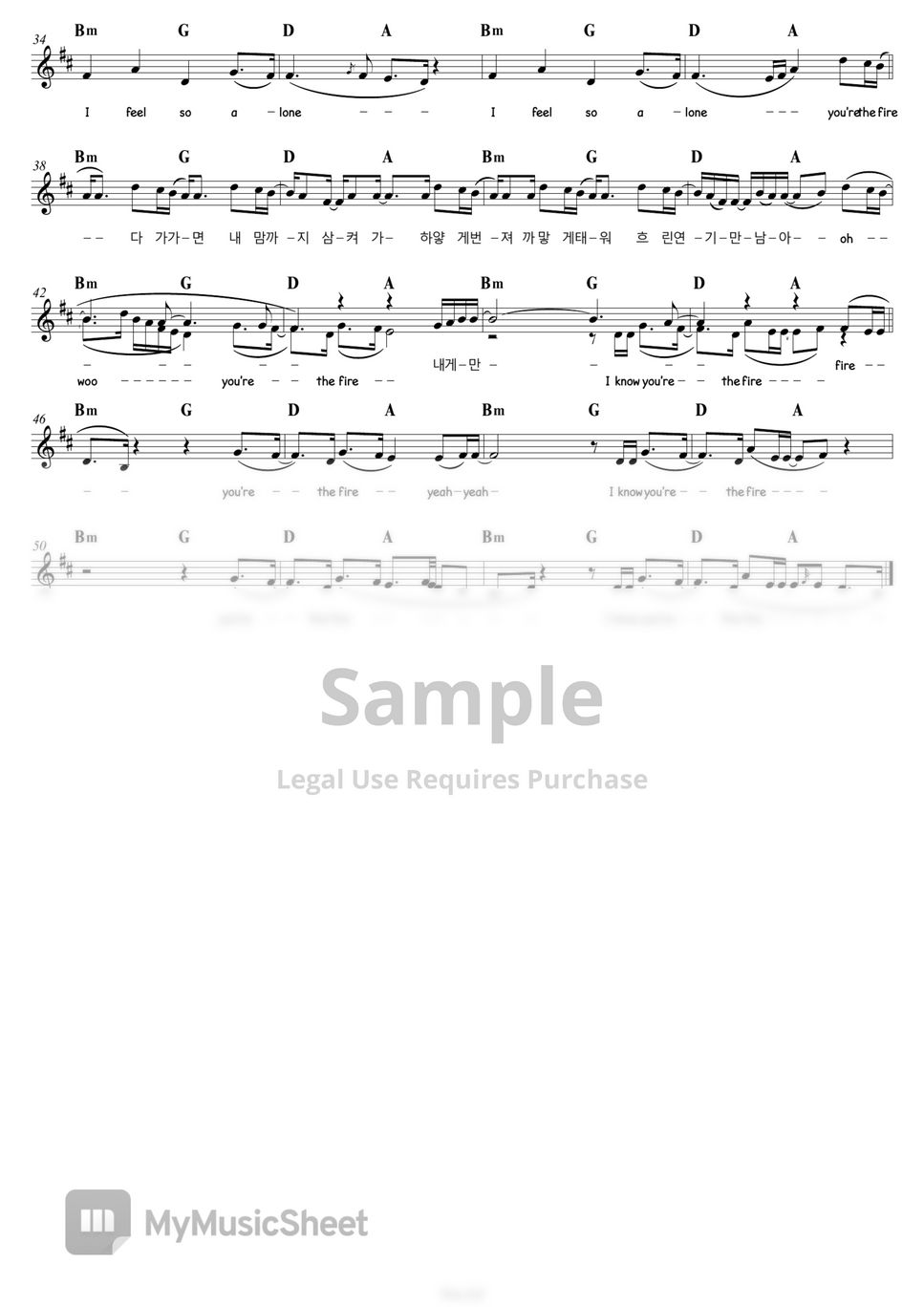 TAEYEON - Fire | Band Score Sheets