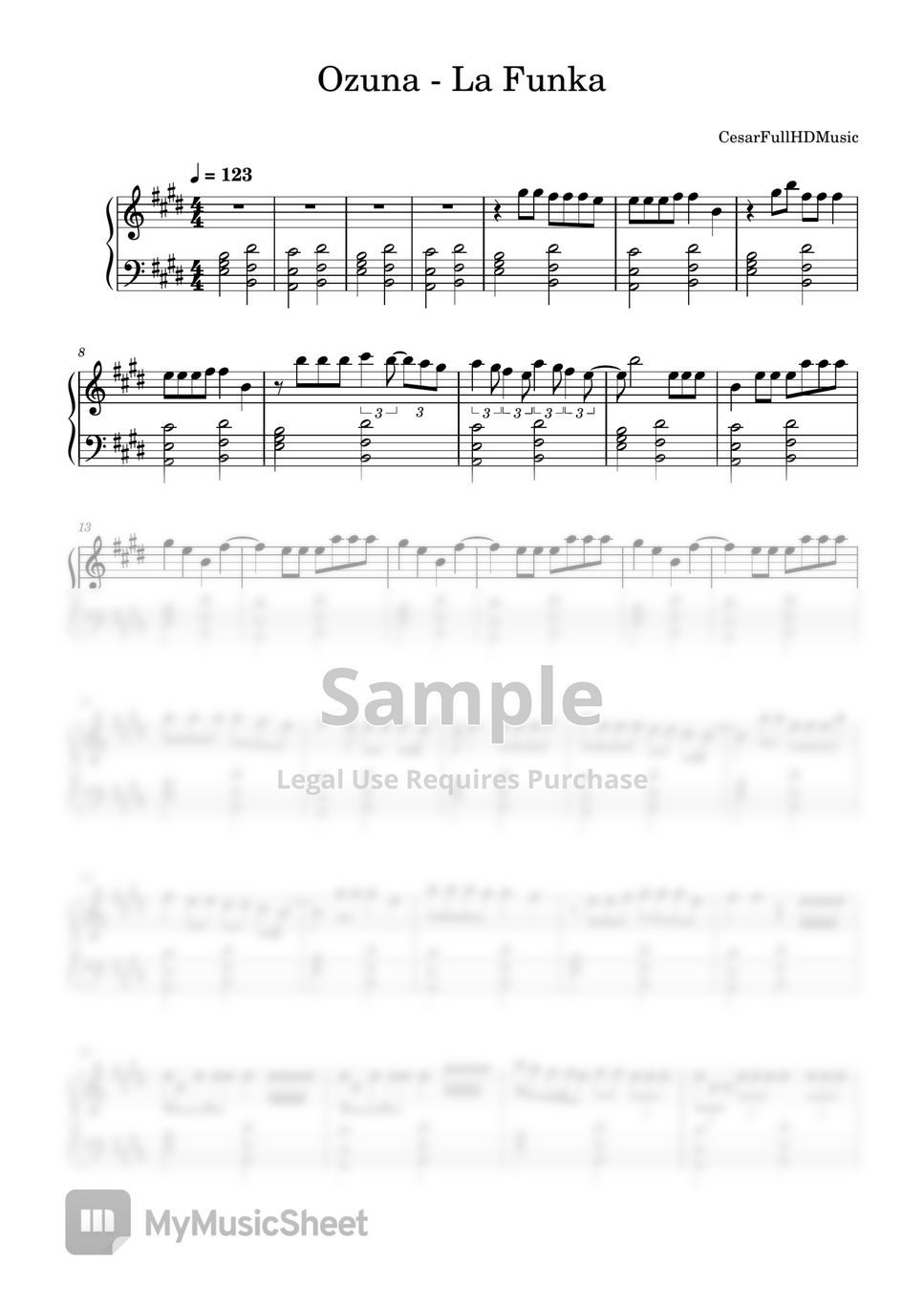 Ozuna - La Funka نوتة موسيقية