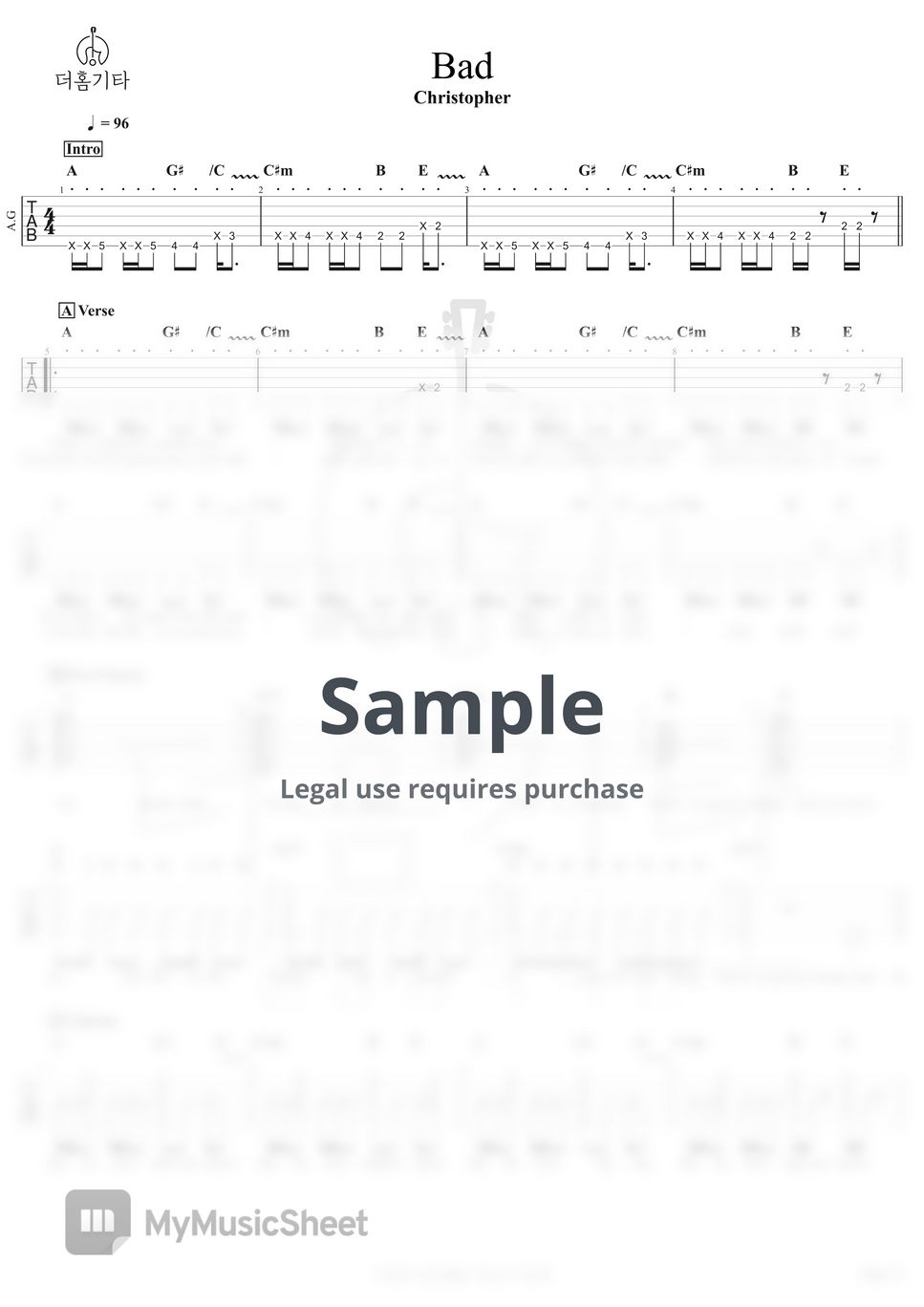 Christopher - Bad 악보 by TheHomeGuitar
