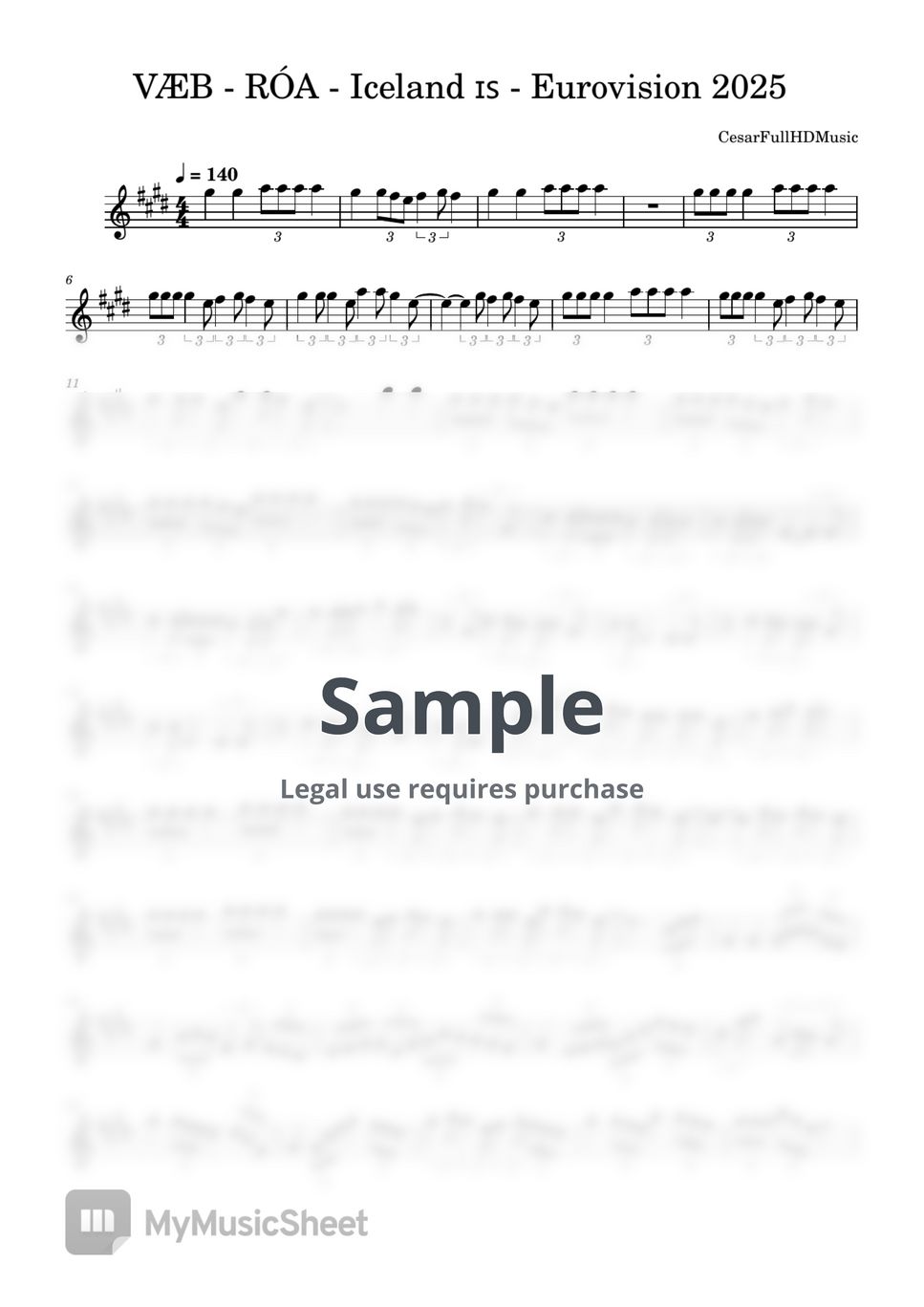 VÆB - RÓA - Iceland 🇮🇸 - Eurovision 2025 Sheet Music