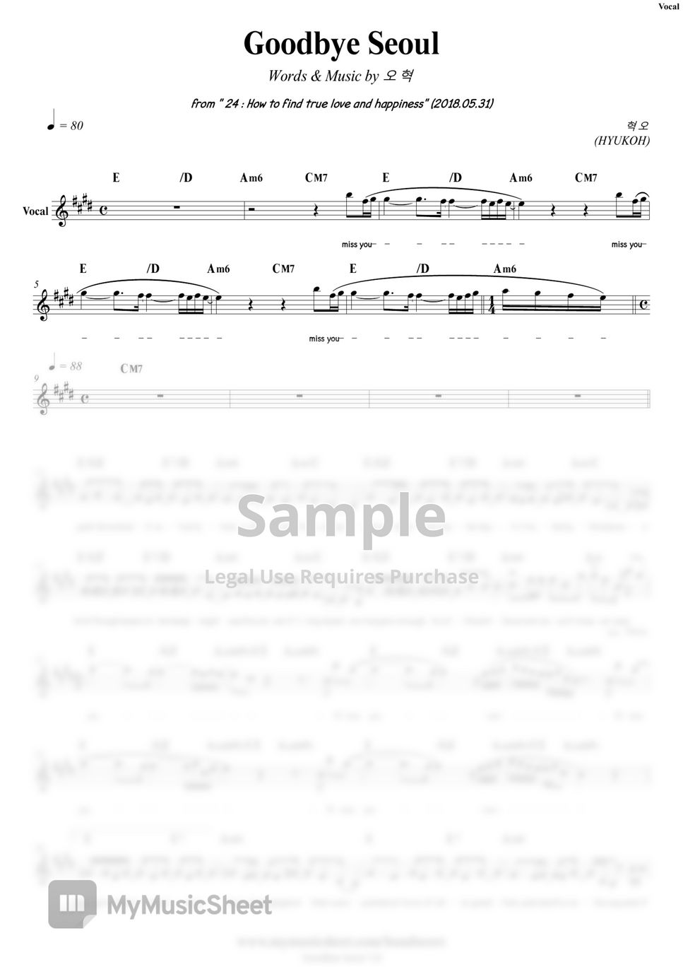HYUKOH - Goodbye Seoul | Vocal Notenblatt
