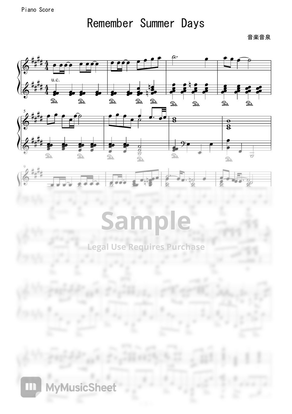 Anri - Remember Summer Days Sheet Music by OngakuOnsen