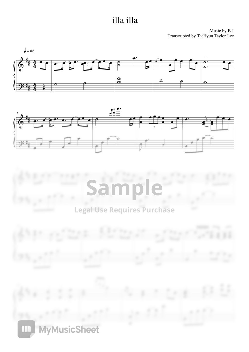 비아이 (B.I) - 해변 (illa illa) Visualizer (Piano Ver) 악보 by TaeHyun Taylor Lee