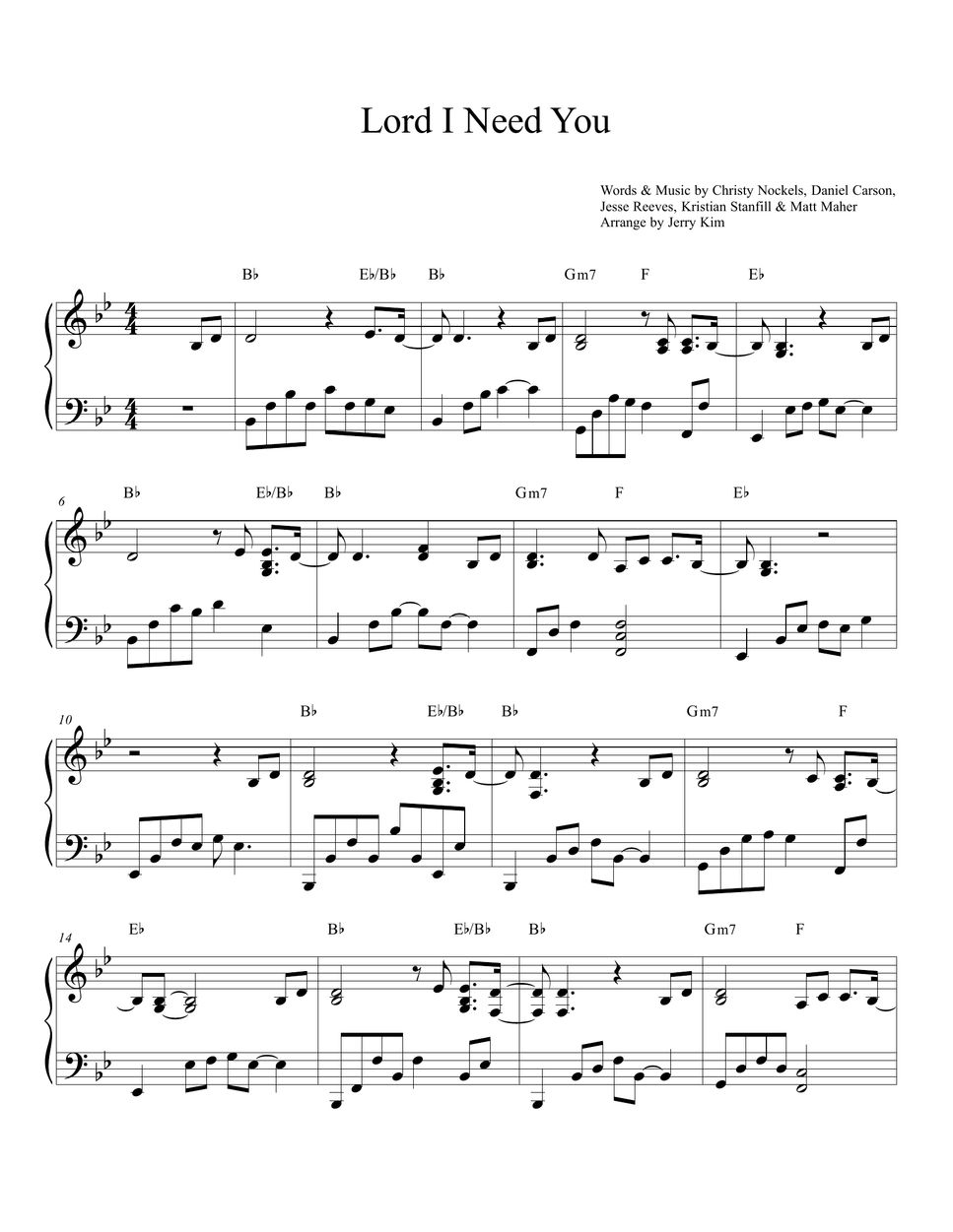 Matt Maher - Lord I Need You แผ่น by Jerry Kim