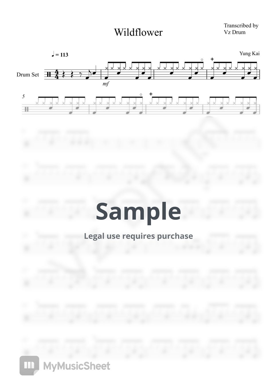 Yung Kai - Wildflower Sheet Music | Vz Drum | mymusic5