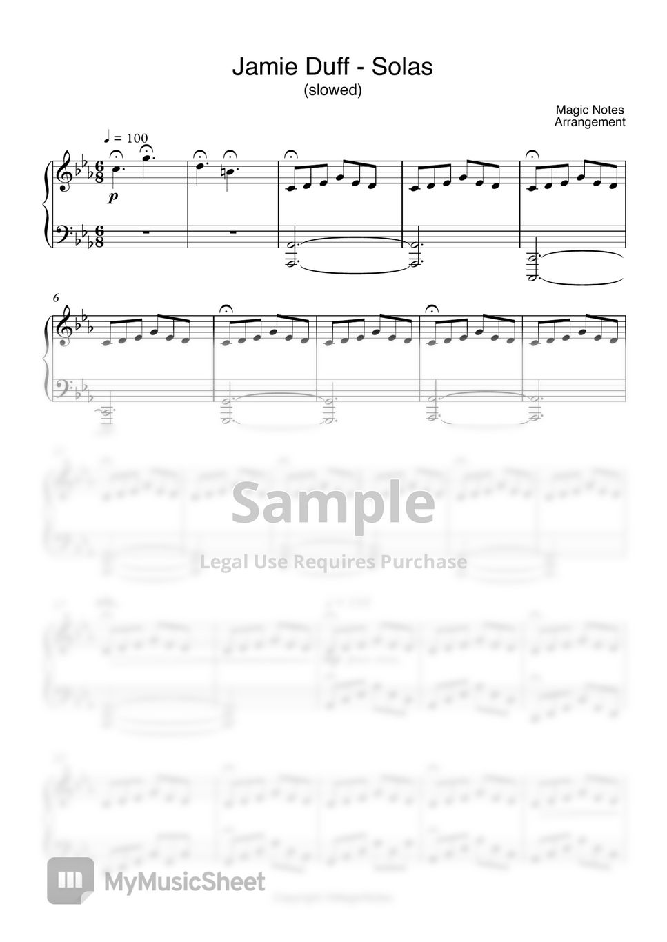 Jamie Duff - Solas (slowed) 악보 by MagicNotes