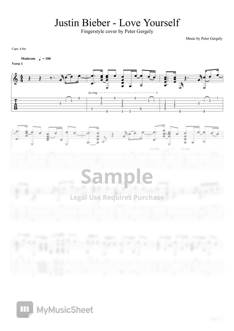 Justin Bieber - Love Yourself Partitura