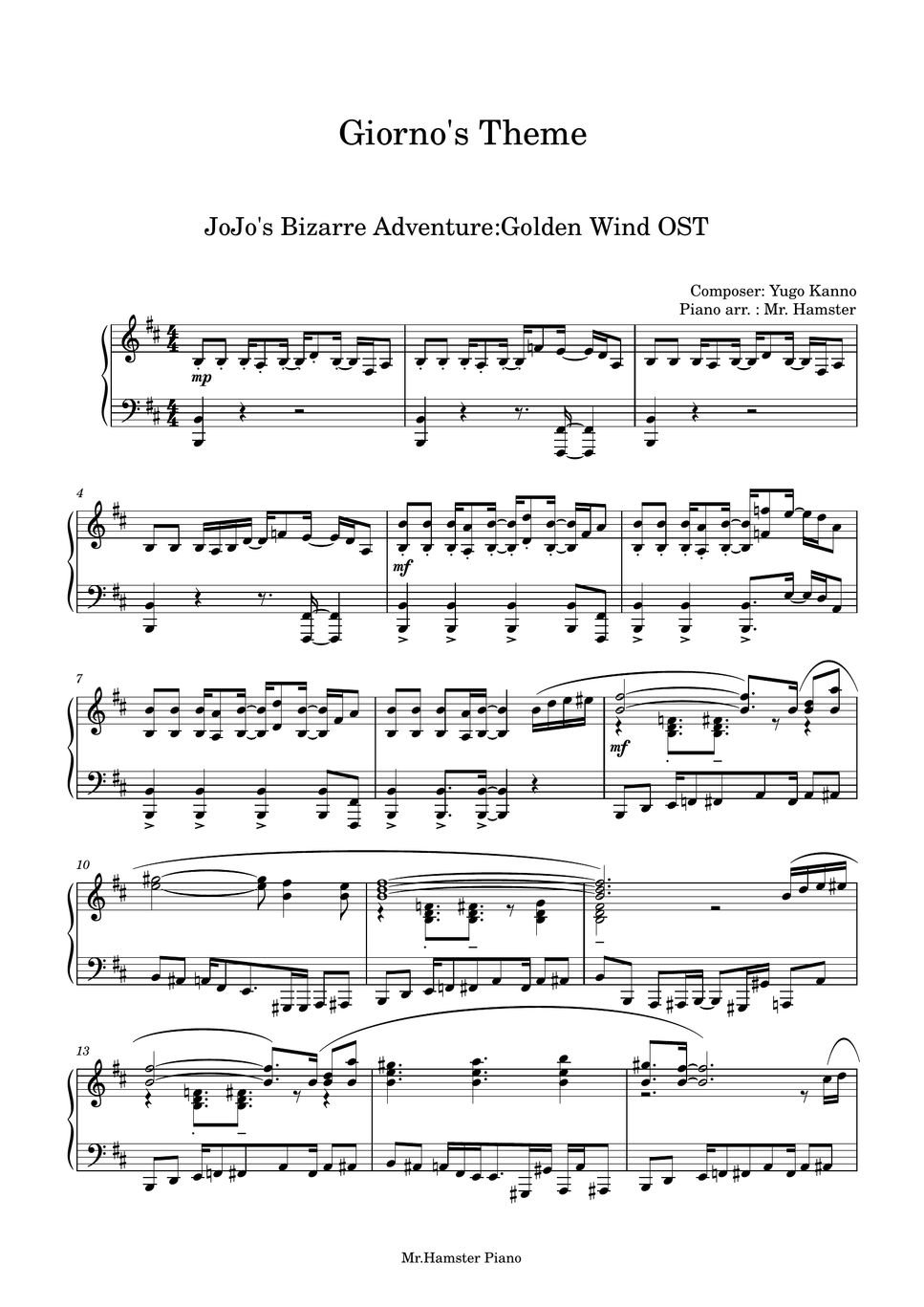 Giorno's Theme - Giorno's Theme - JoJo's Bizarre Adventure Sheets by Mr ...