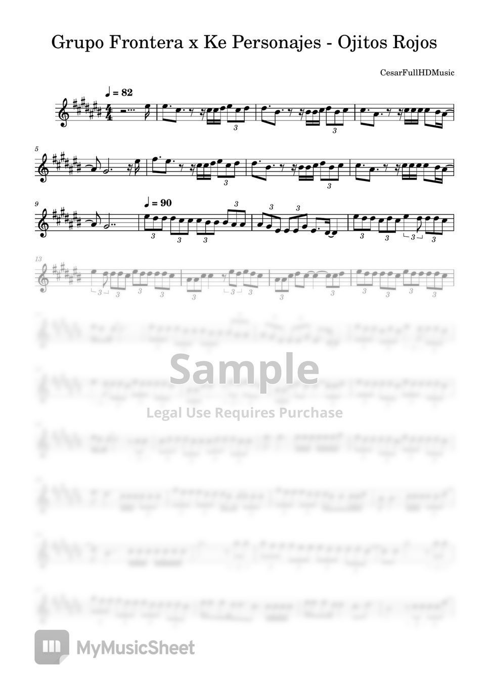 Grupo Frontera x Ke Personajes - Ojitos Rojos Sheet Music