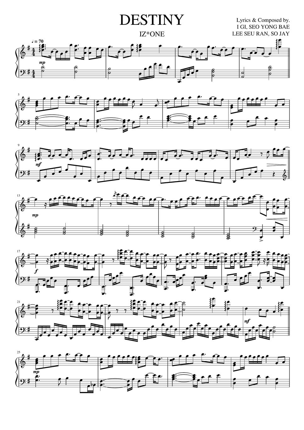 IZ*ONE - DESTINY Sheets