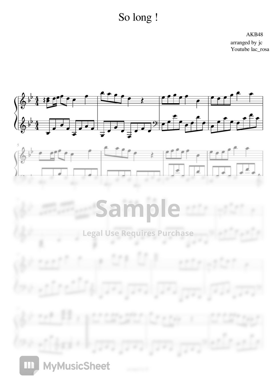 AKB48 - So Long! Sheet Music by Lac_rosa