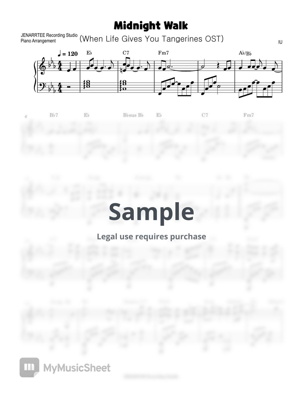 IU - Midnight Walk (When Life Gives You Tangerines OST) Sheets by ...