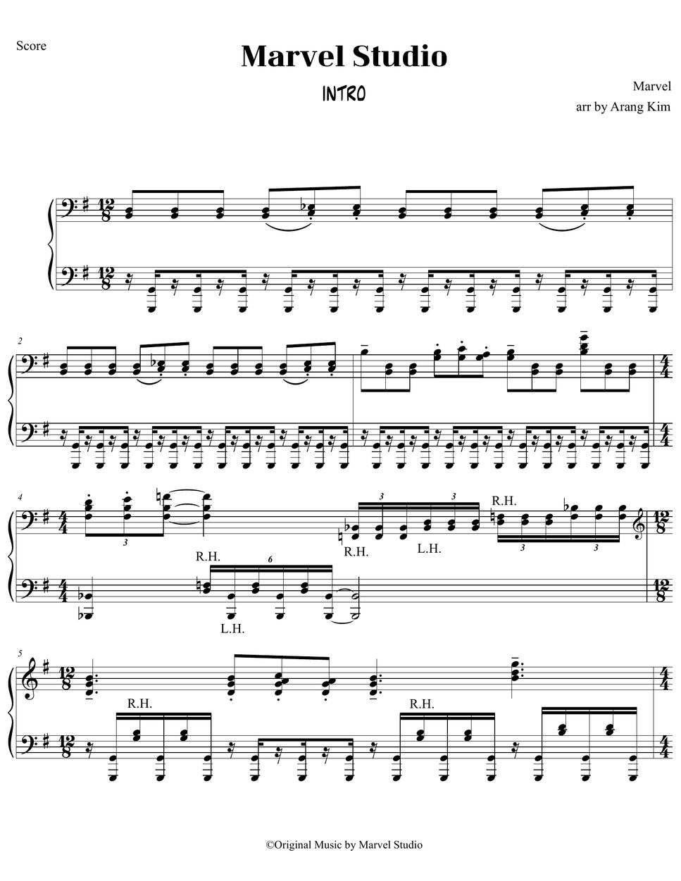 Marvel - Marvel Studios intro Partitura by Arang Kim
