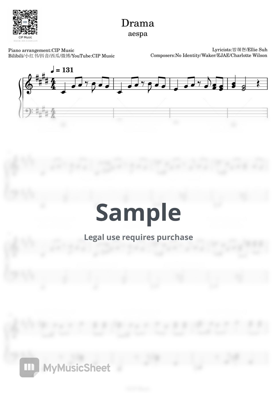 aespa - Drama Sheet Music by CIP Music