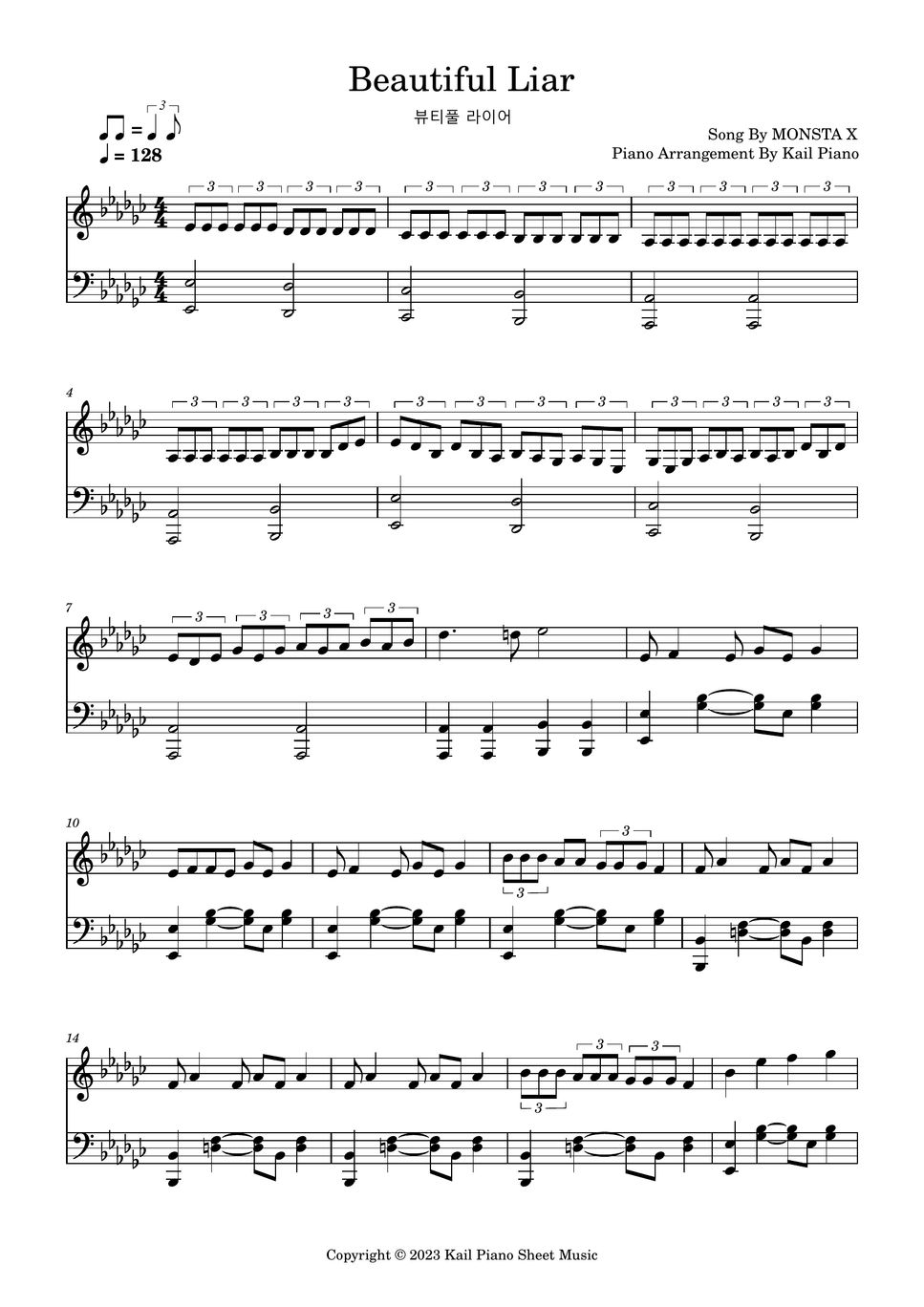 MONSTA X - Beautiful Liar (Piano Sheet Music) Sheets by Kail Piano