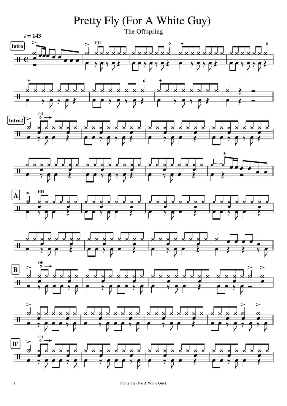 The Offspring - Pretty Fly (For A White Guy) Sheet by Cookai's J-pop ...