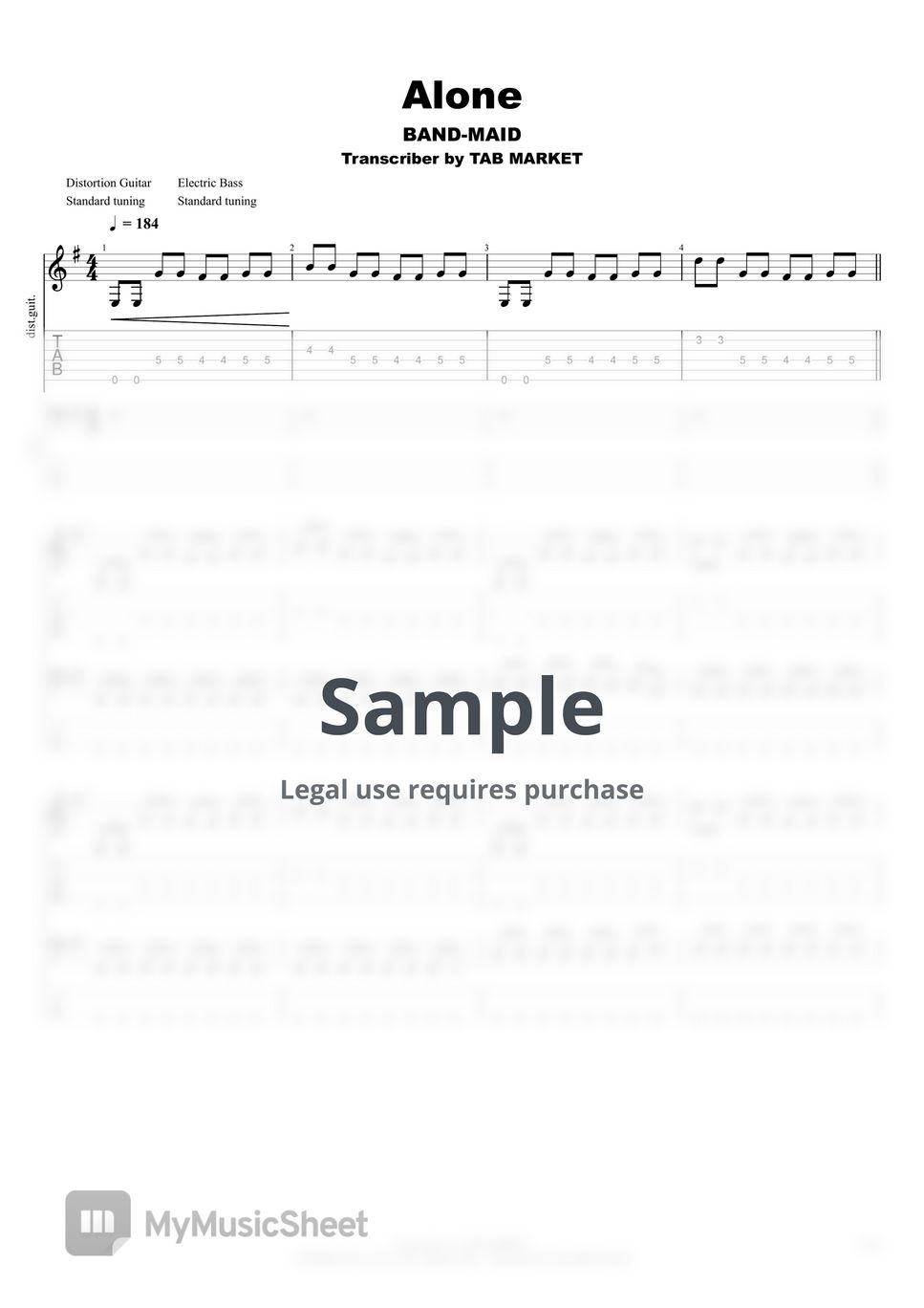 BAND-MAID - Alone Sheets by Tab Market