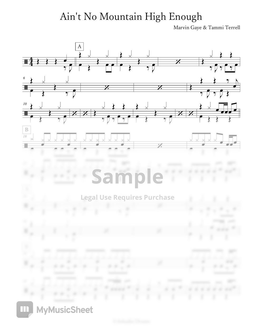 Marvin Gaye & Tammi Terrell - Ain't No Mountain High Enough Sheets by Arkadia Drums