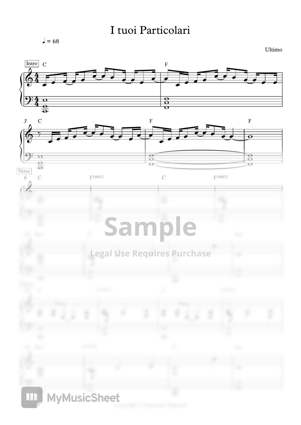 Ultimo - I tuoi particolari (spartito pianoforte) Lembar Musik by ...