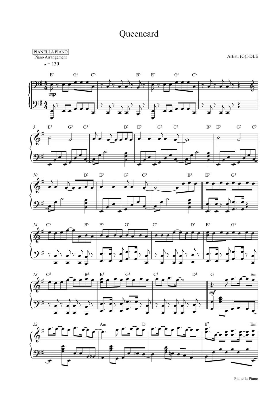 (G)I-DLE - Queencard (Piano Sheet) Sheets by Pianella Piano