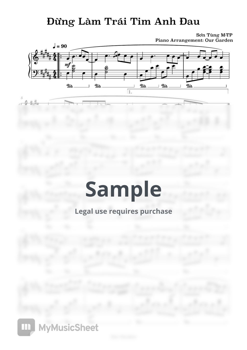 Sơn Tùng M-TP - Đừng Làm Trái Tim Anh Đau Sheets by Our Garden