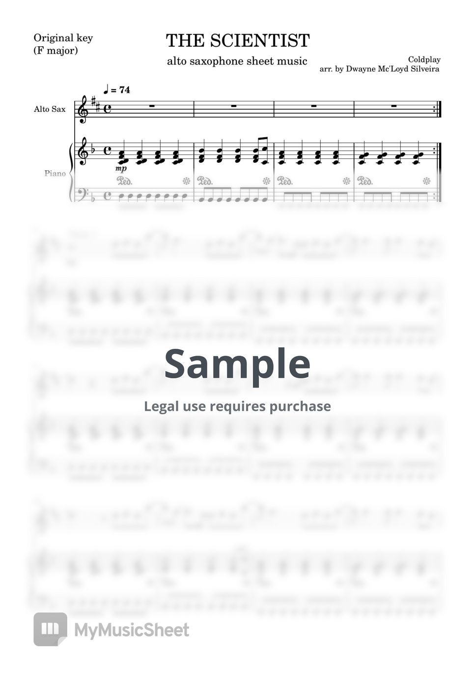 Coldplay - The Scientist (original key) Sheets by Dwayne Mc'Loyd Silveira