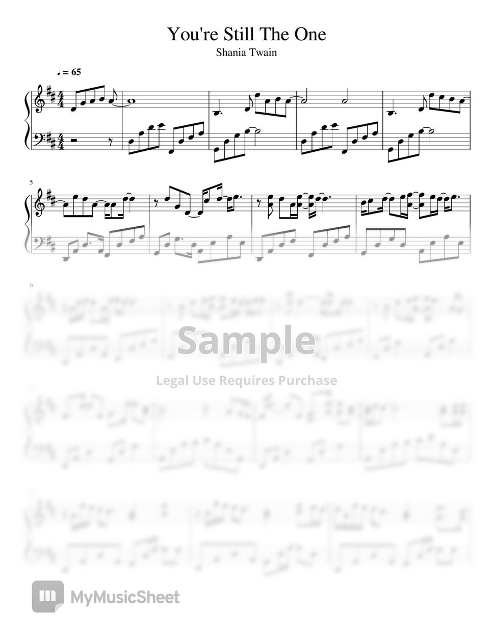 Shania Twain - You're Still the One 악보 by Henry William