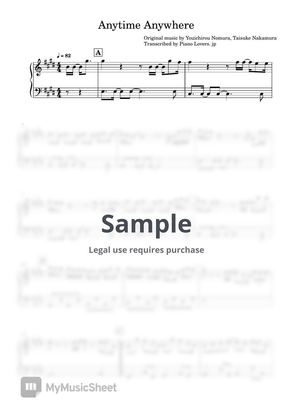 milet - Anytime Anywhere (Sousou no Frieren) Sheets by Piano Lovers. jp