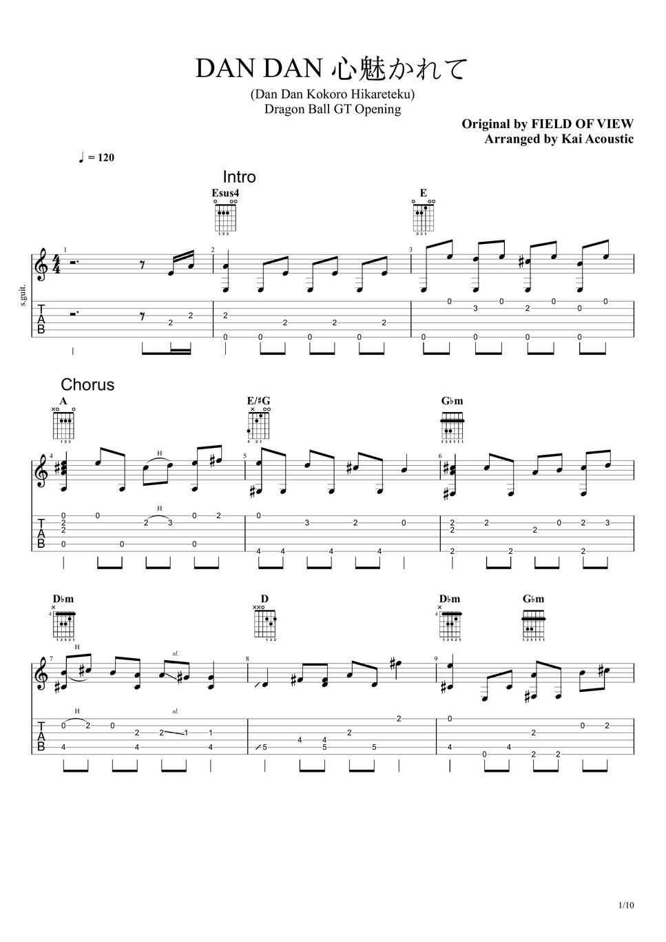 FIELD OF VIEW - DAN DAN 心魅かれて | Dragon Ball GT Opening | Fingerstyle ...