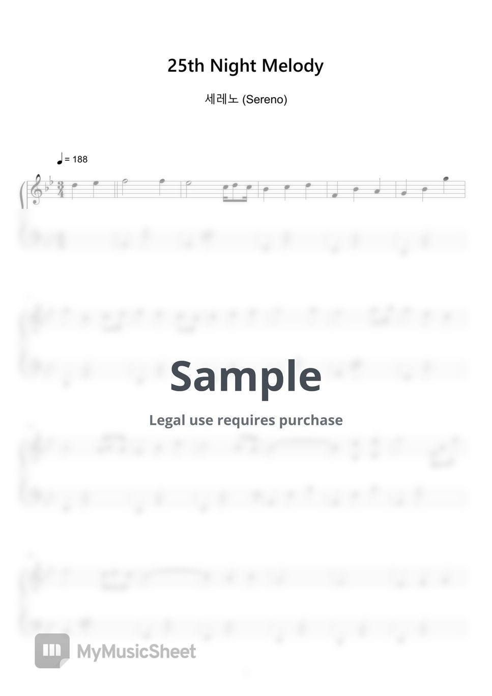 세레노 (Sereno) - 스물다섯 번째 밤의 멜로디 (25th Night Melody) (sheet music, midi ...