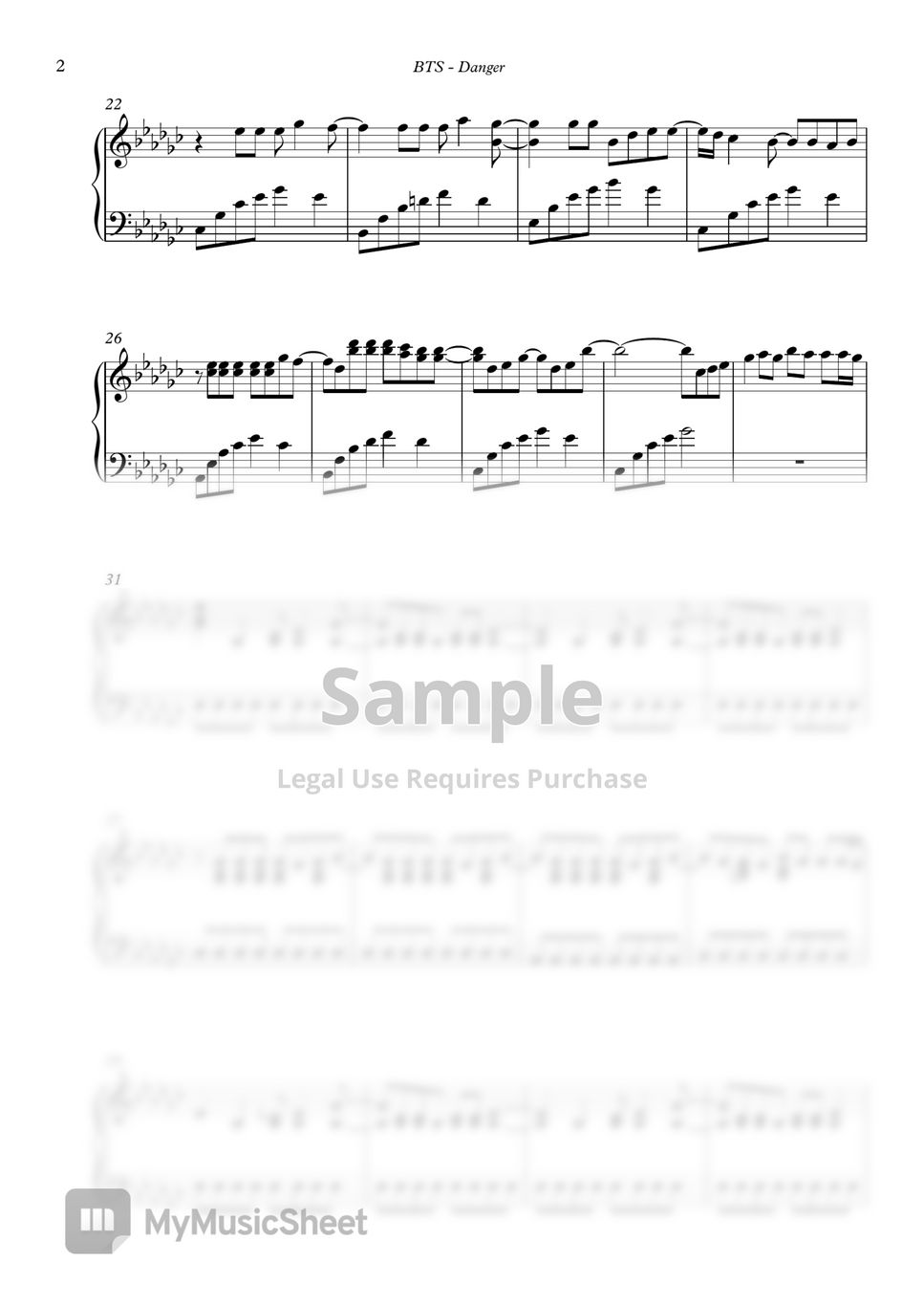 BTS - 댄저 Danger Sheet Music